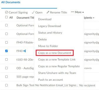 Copy as a New Document - Signority